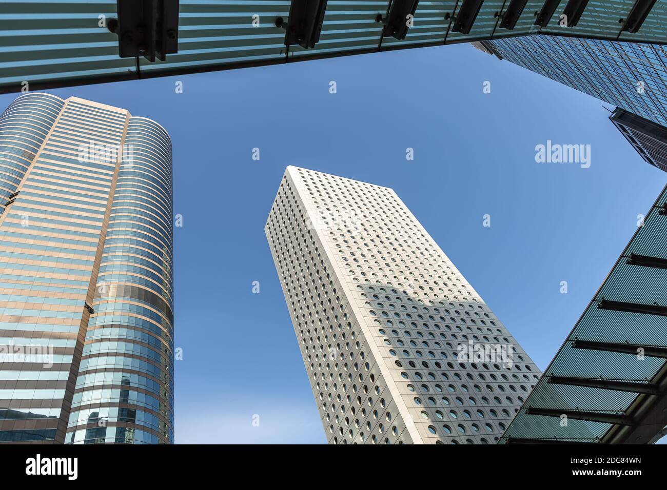Tops of skyscrapers and blue sky Stock Photo - Alamy