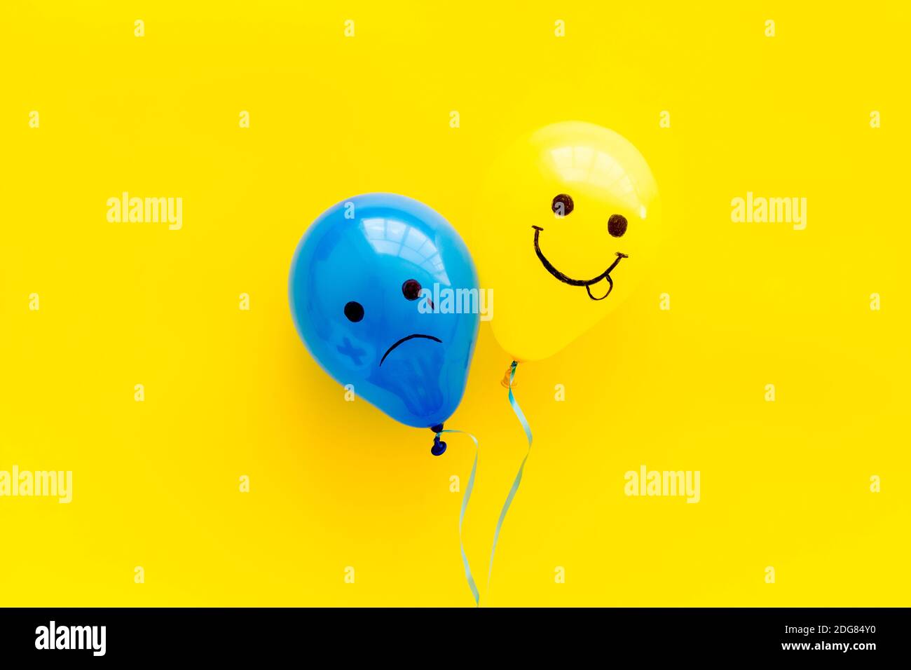 Positive and negative emotions background. Sad and happy faces on ...