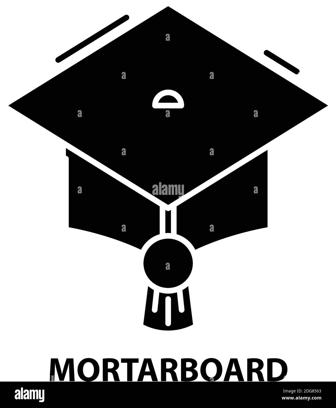 mortarboard icon, black vector sign with editable strokes, concept ...