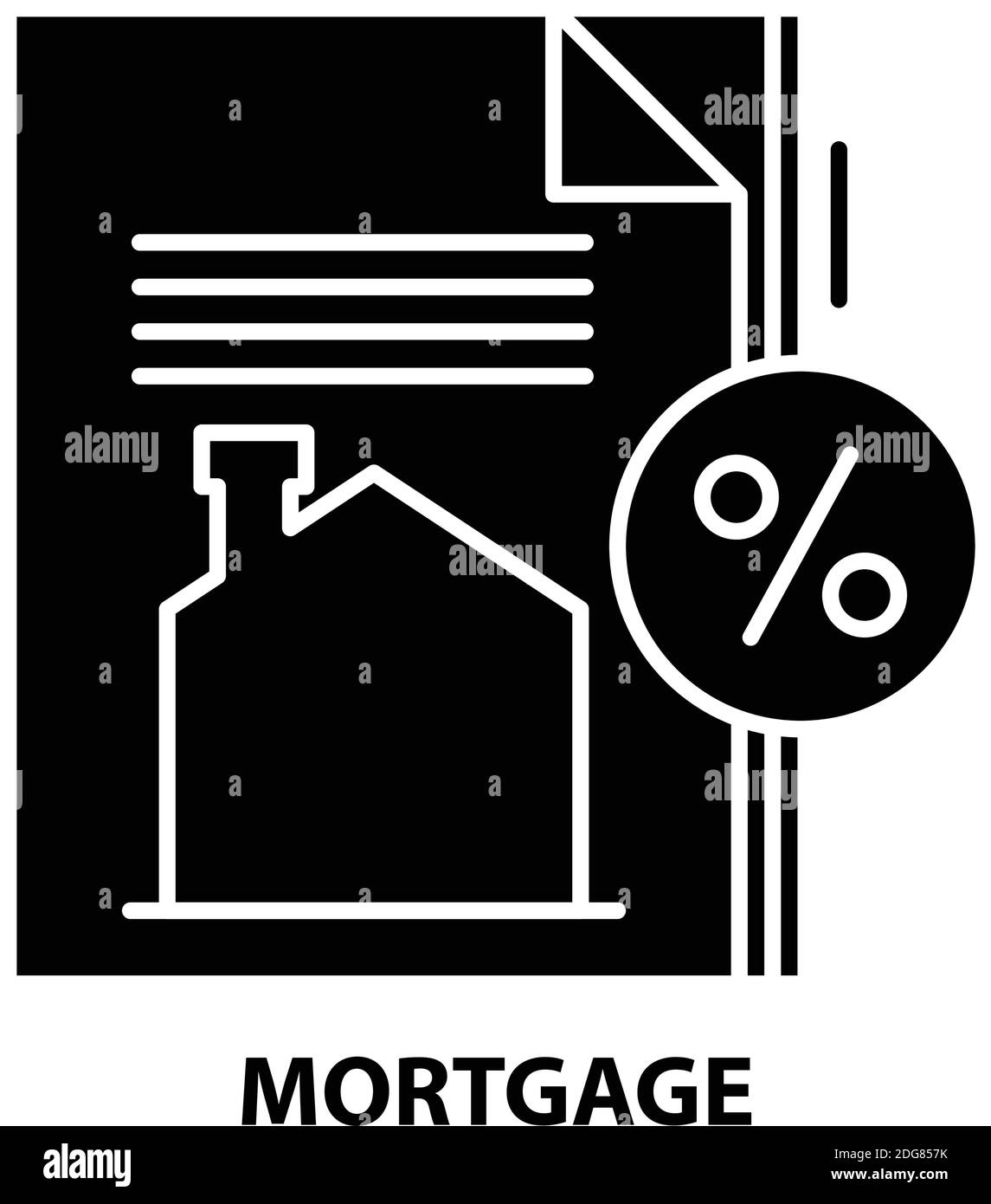 mortgage icon, black vector sign with editable strokes, concept ...
