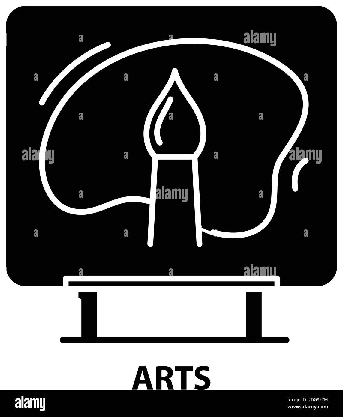arts icon, black vector sign with editable strokes, concept ...