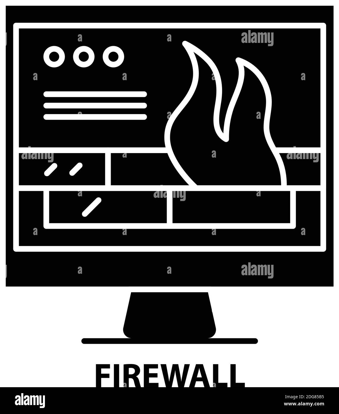 firewall icon, black vector sign with editable strokes, concept ...