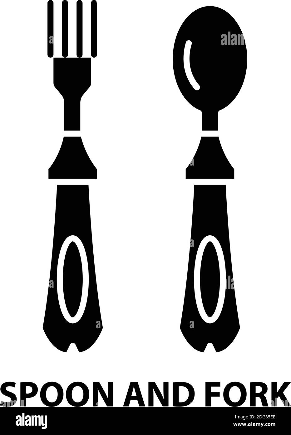 spoon and fork icon, black vector sign with editable strokes, concept ...