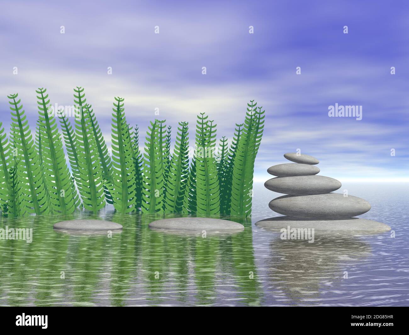 Beautiful zen landscape - 3D rendering Stock Photo - Alamy
