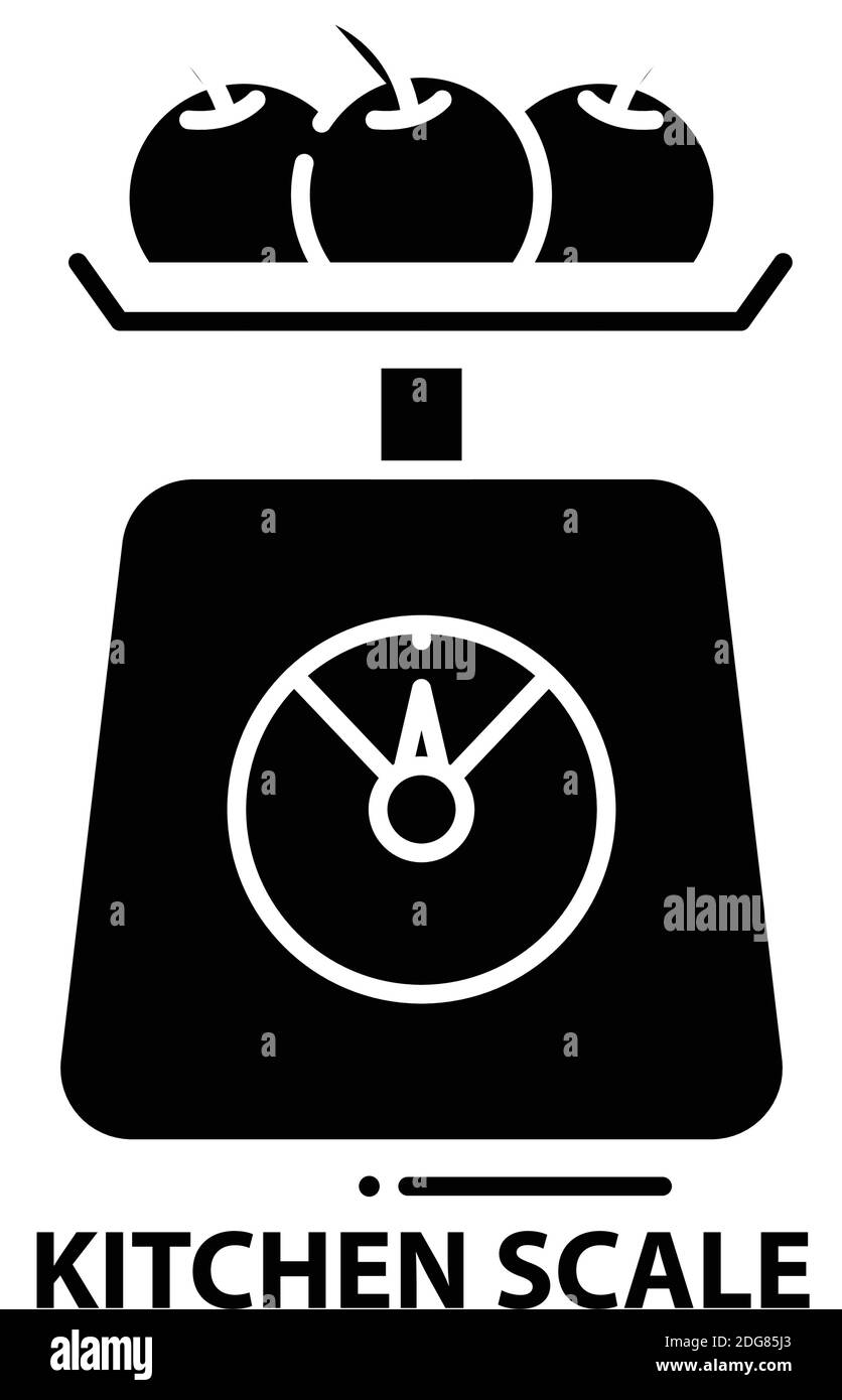 kitchen scale icon, black vector sign with editable strokes, concept ...