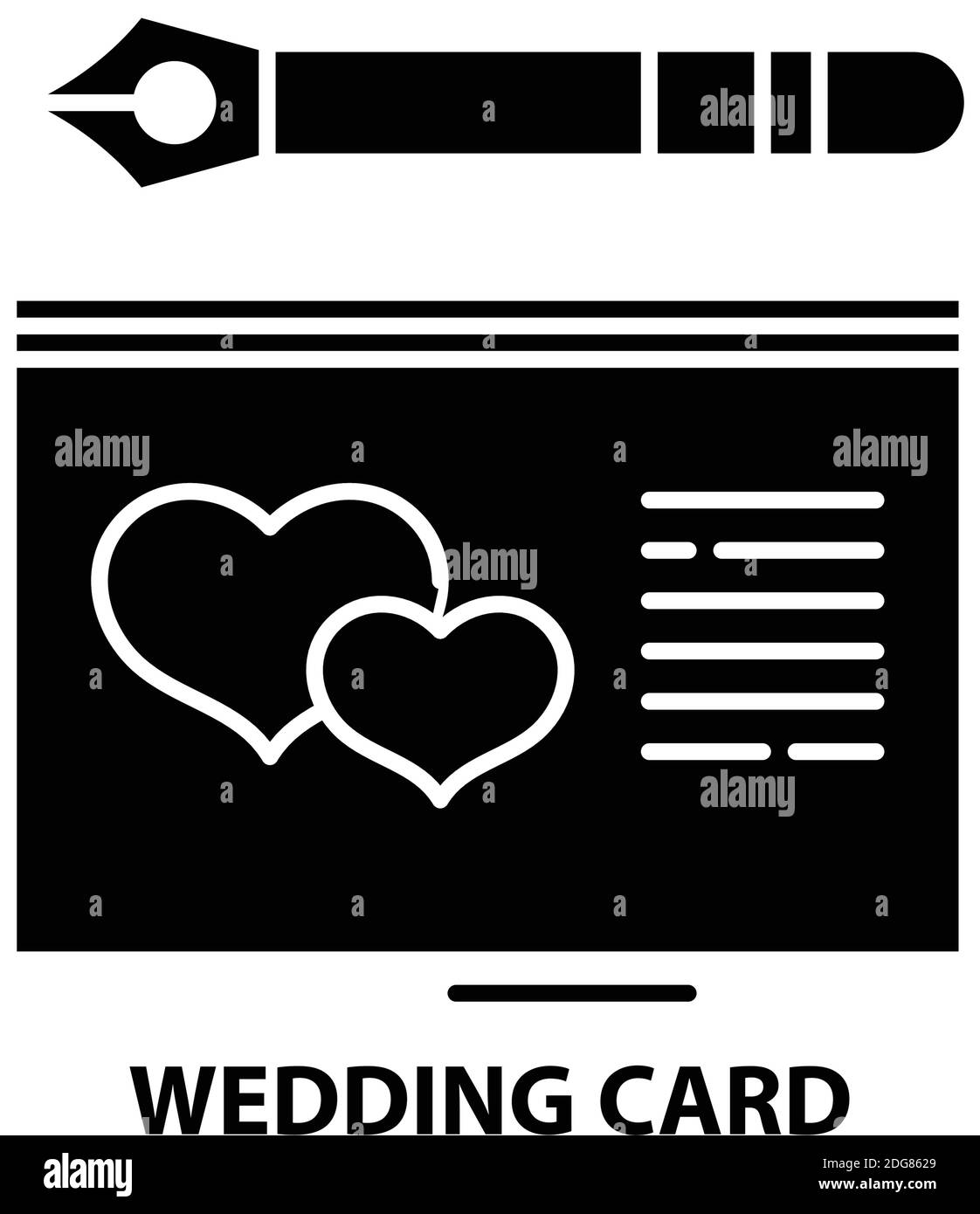wedding card icon, black vector sign with editable strokes, concept ...