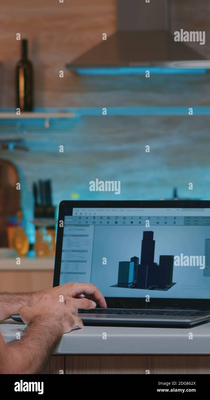 Engineer constructor designer architect creating new component in CAD ...