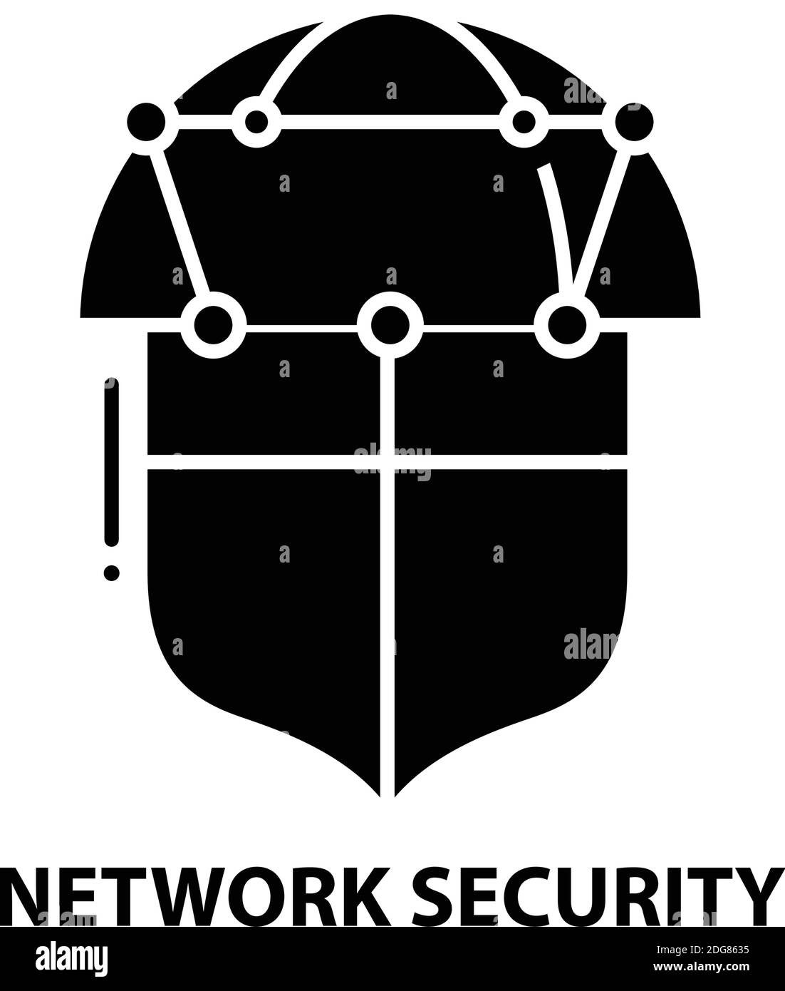 network security symbol icon, black vector sign with editable strokes ...