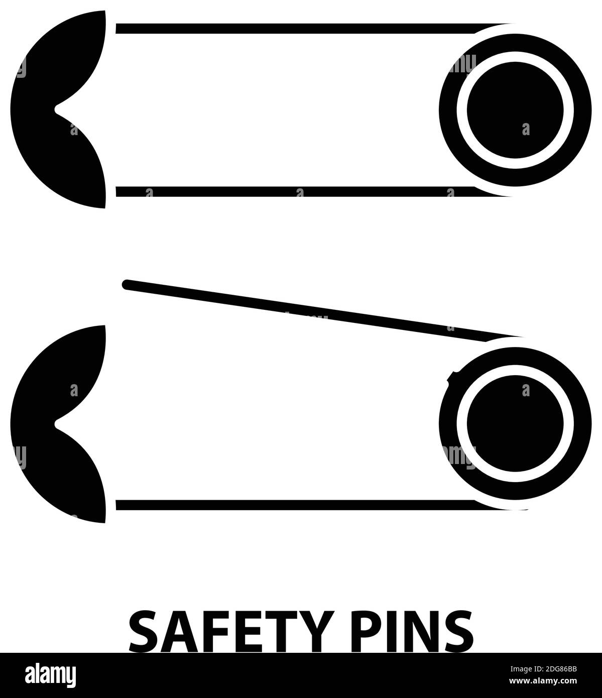 safety pins icon, black vector sign with editable strokes, concept ...
