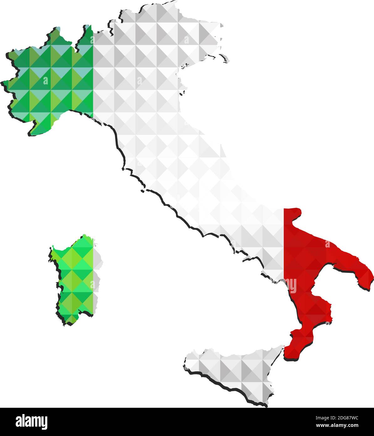 Italy Geometric Map - Illustration, Three Dimensional Map of Italy ...