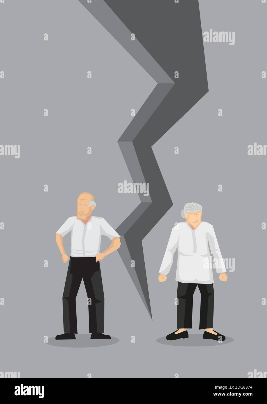 Creative cartoon vector illustration of sad couple turning away from ...