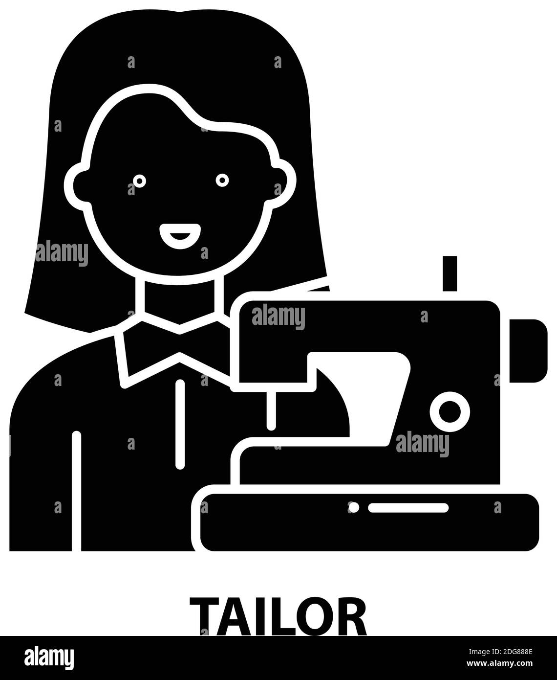 tailor icon, black vector sign with editable strokes, concept ...