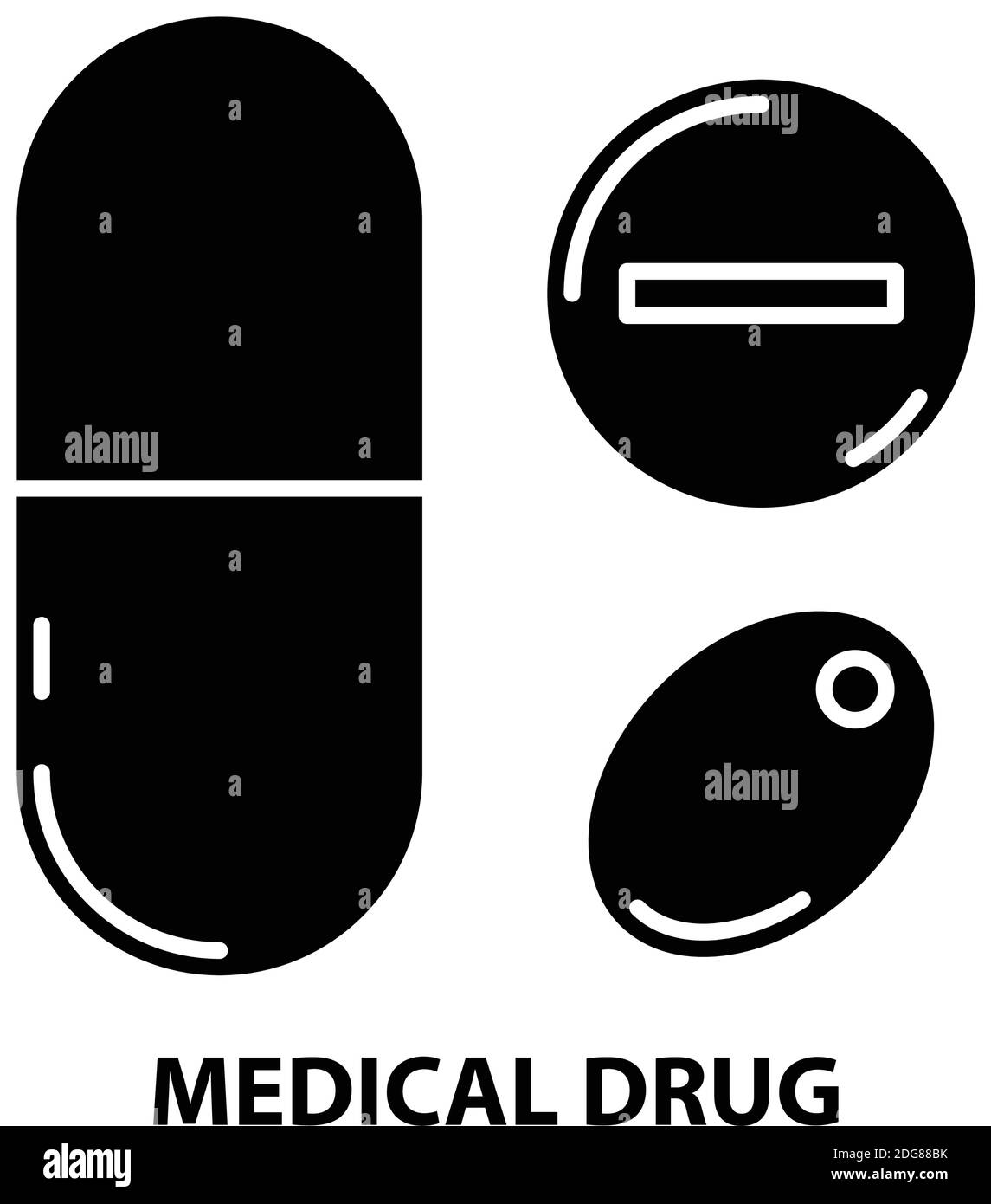 medical drug icon, black vector sign with editable strokes, concept ...