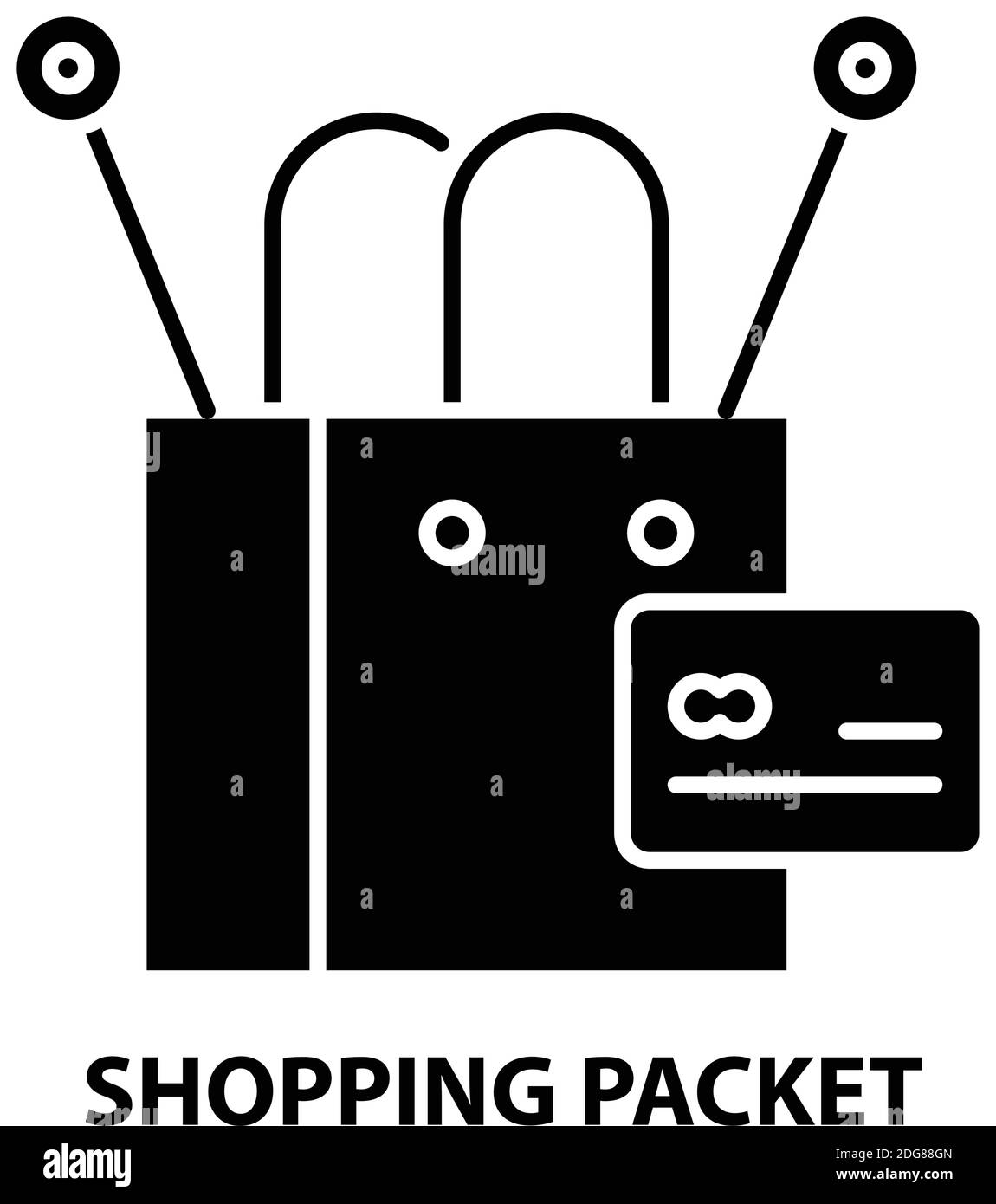shopping packet icon, black vector sign with editable strokes, concept ...