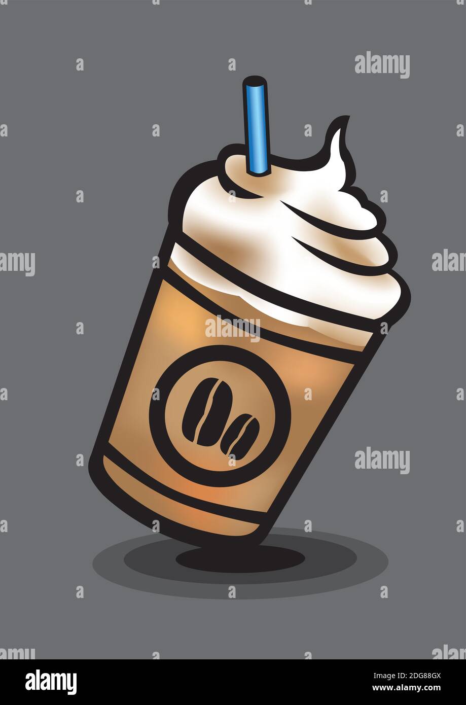 Vector illustration of an ice blended coffee isolated on grey ...