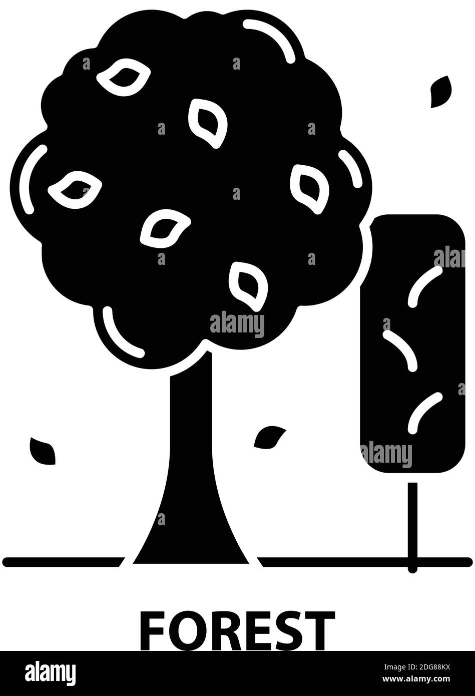 forest icon, black vector sign with editable strokes, concept ...