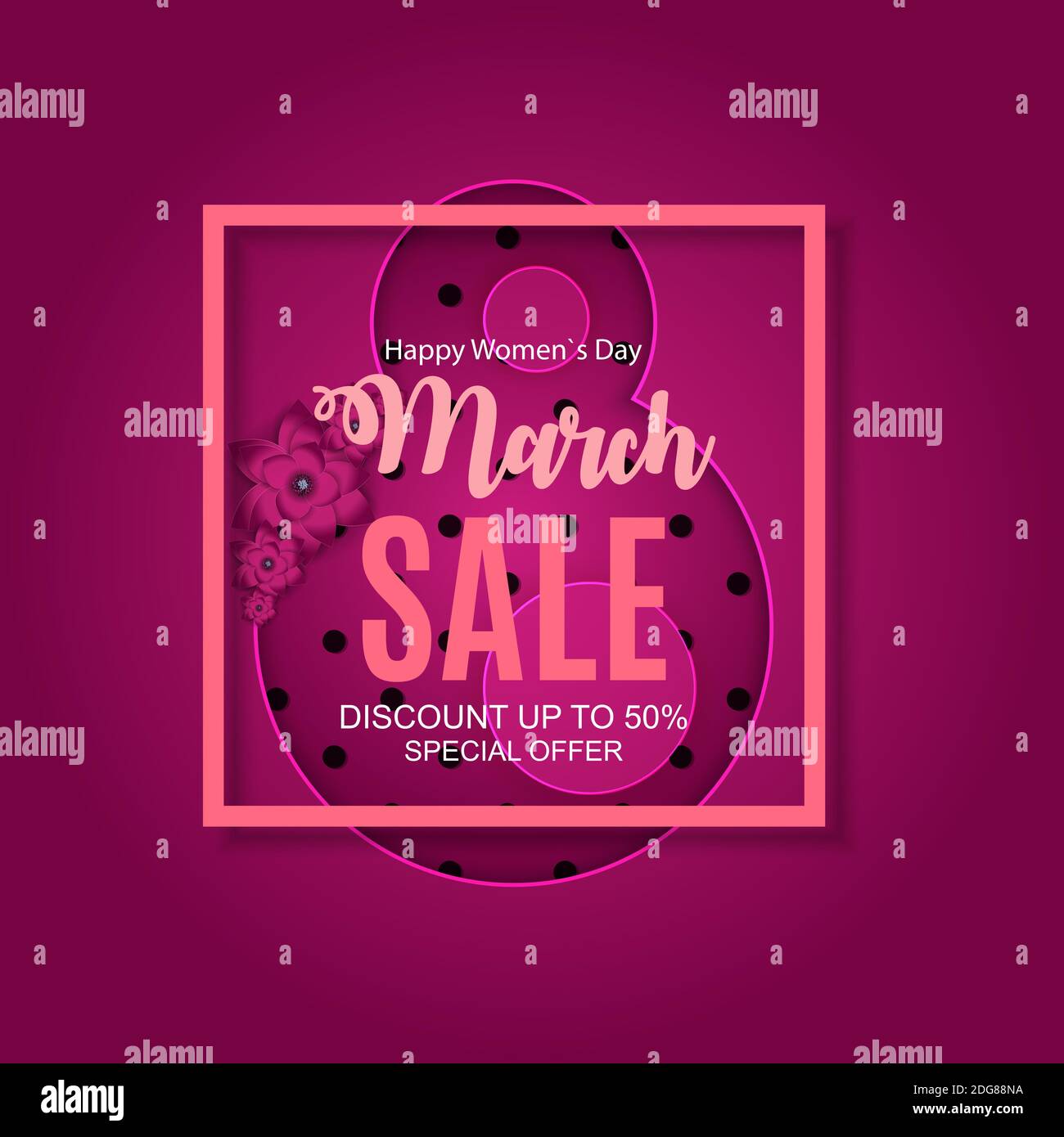 Womens Day, 8 March Sale Spring design with Flower. Illustration Stock ...