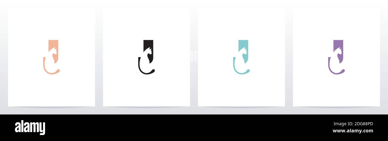 Cat With Tail On Letter Logo Design I Stock Vector Image & Art - Alamy