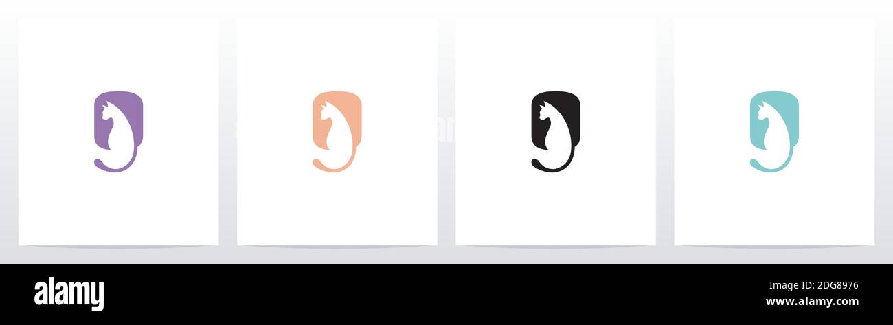 Cat With Tail On Letter Logo Design O Stock Vector Image & Art - Alamy