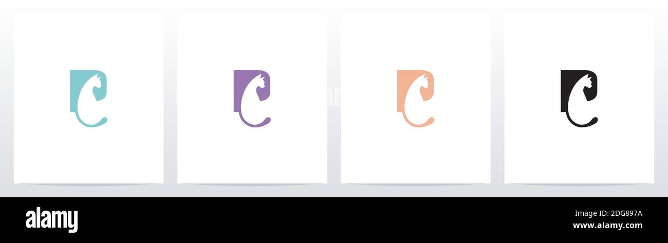 Cat With Tail On Letter Logo Design P Stock Vector Image & Art - Alamy