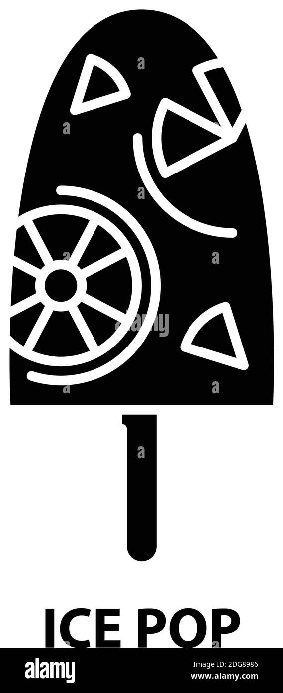 ice pop symbol icon, black vector sign with editable strokes, concept ...