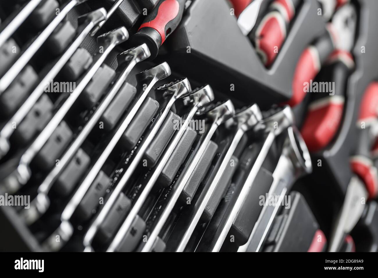 Toolbox with black-red instruments Stock Photo - Alamy