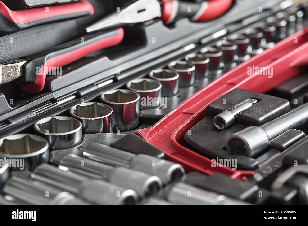 Toolbox with black-red instruments Stock Photo - Alamy