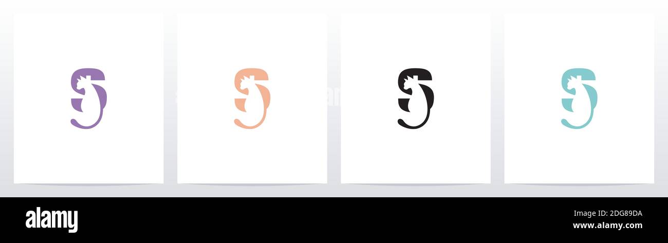 Cat With Tail On Letter Logo Design S Stock Vector Image & Art - Alamy
