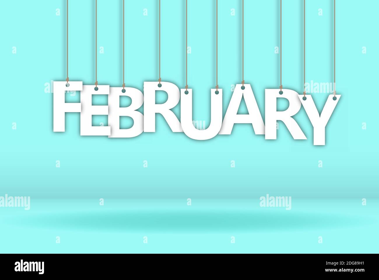FEBRUARY. The word consists of letters hanging on a rope. Stock vector ...