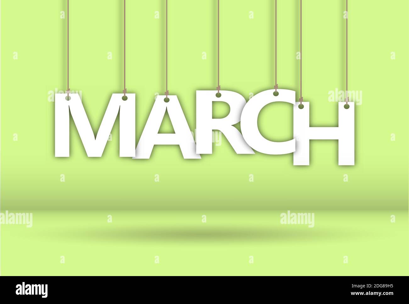 MARCH. The word consists of letters hanging on a rope. Stock vector ...