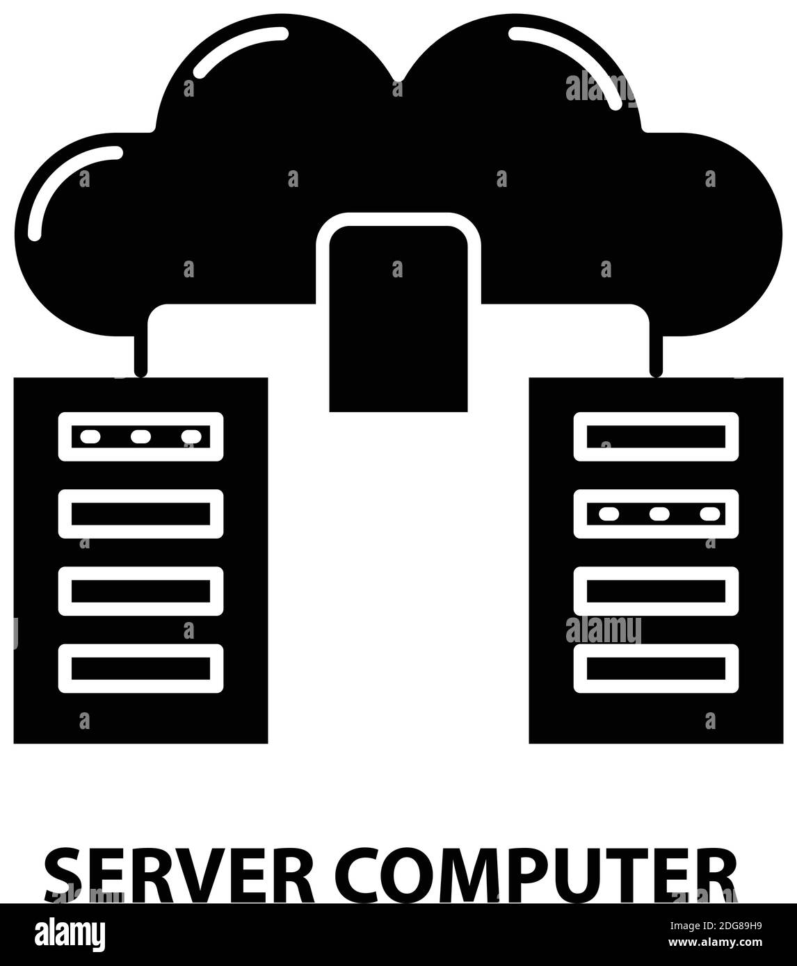 server computer icon, black vector sign with editable strokes, concept ...