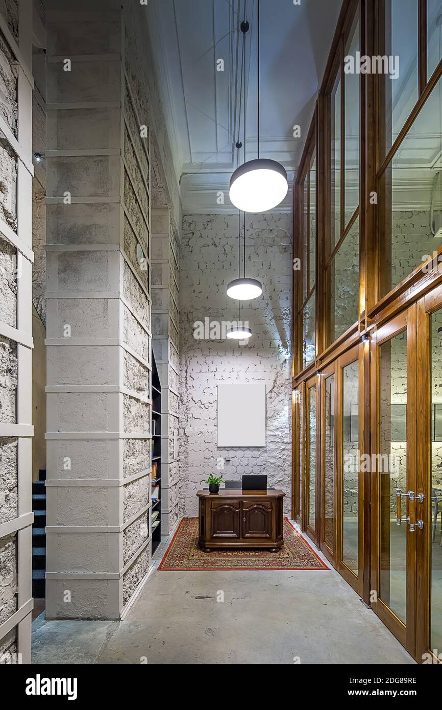 Hall in loft style Stock Photo - Alamy