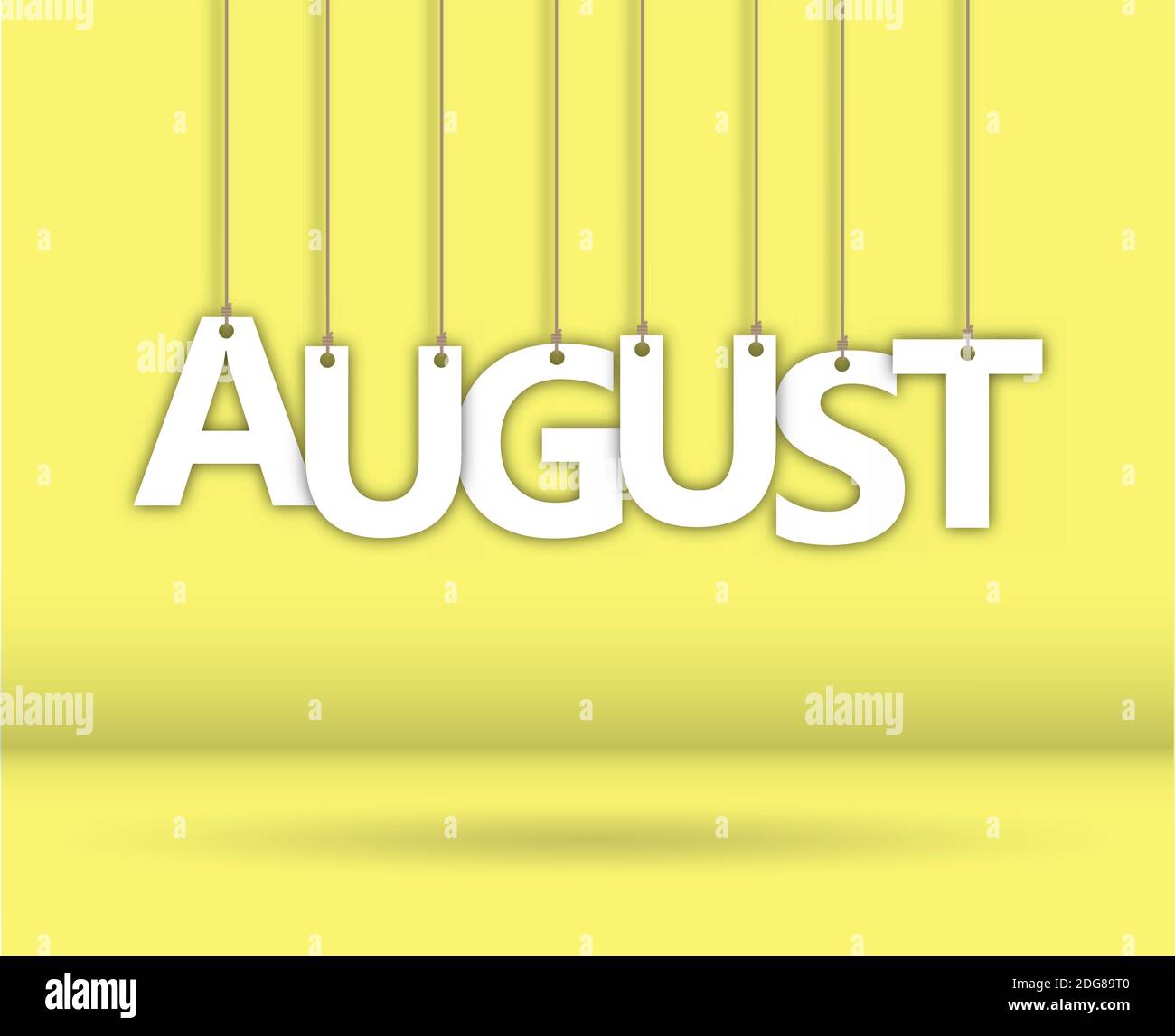 AUGUST. The word consists of letters hanging on a rope. Stock vector ...
