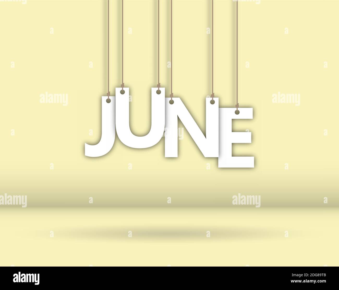 JUNE. The word consists of letters hanging on a rope. Stock vector ...