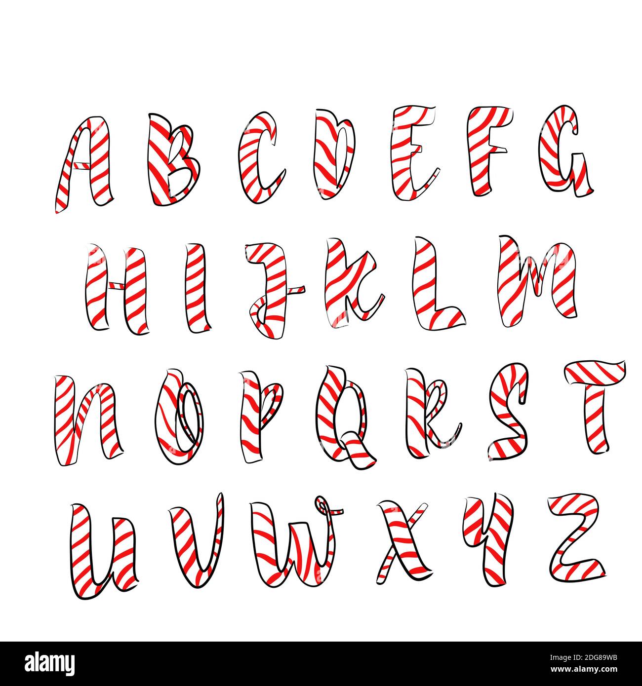 Christmas alphabet, red striped candy, letters lettering Stock Photo ...