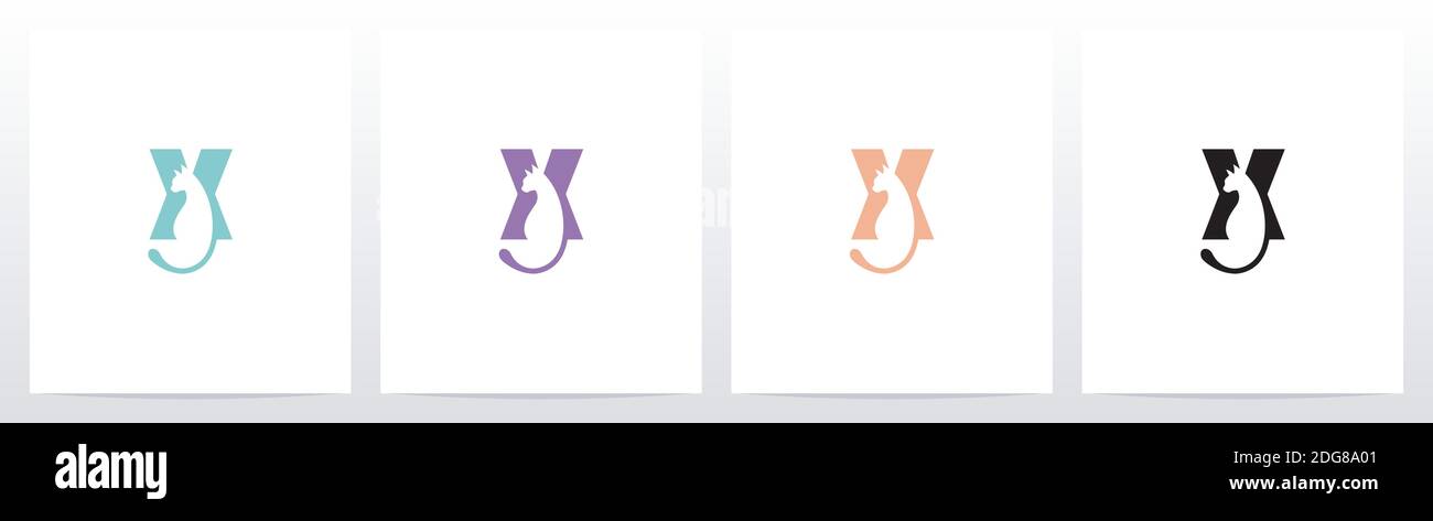 Cat With Tail On Letter Logo Design X Stock Vector Image & Art - Alamy