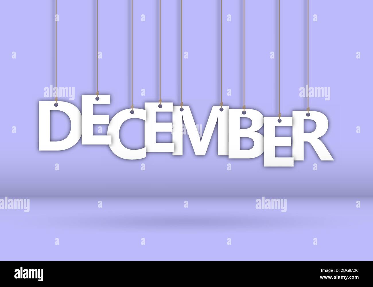 DECEMBER. The word consists of letters hanging on a rope. Stock vector ...