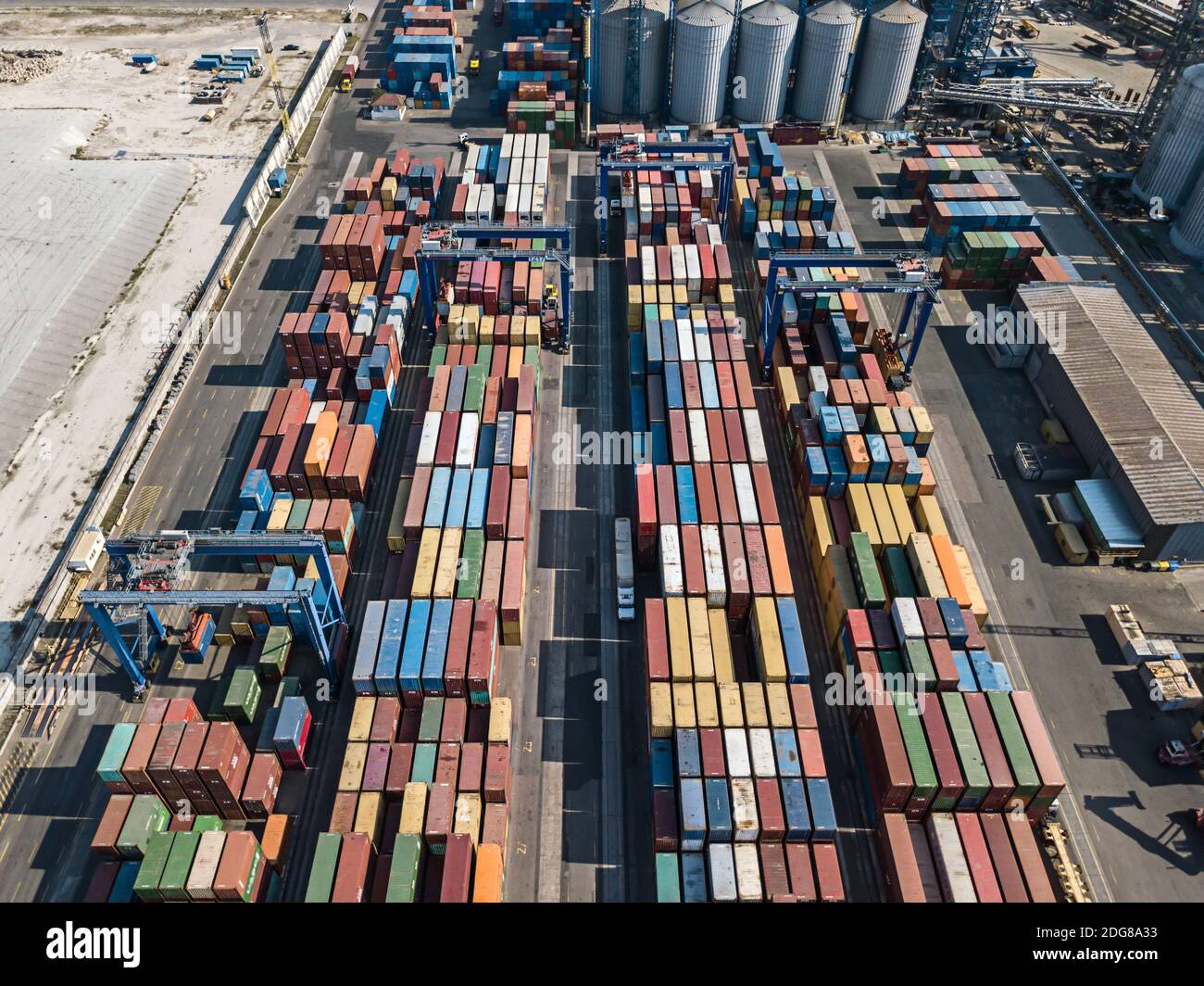Warehouse with many containers Stock Photo - Alamy