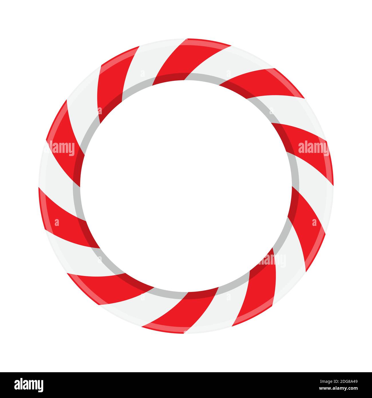 Candy cane circle frame. Red and white striped round border. Christmas ...