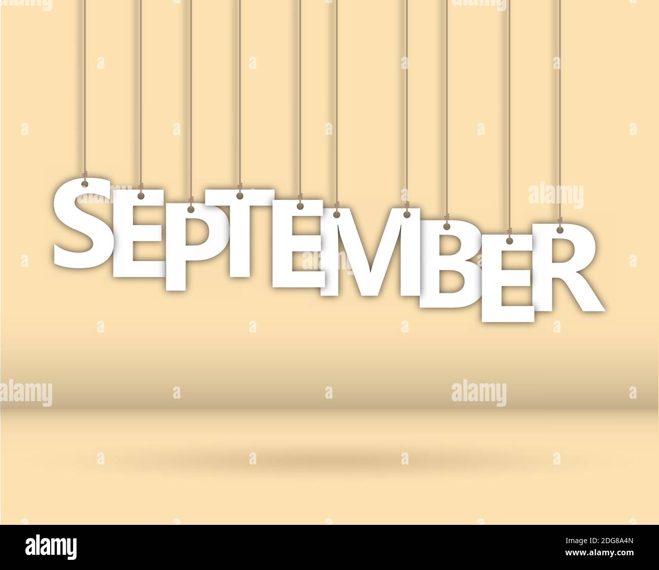 SEPTEMBER. The word consists of letters hanging on a rope. Stock vector ...