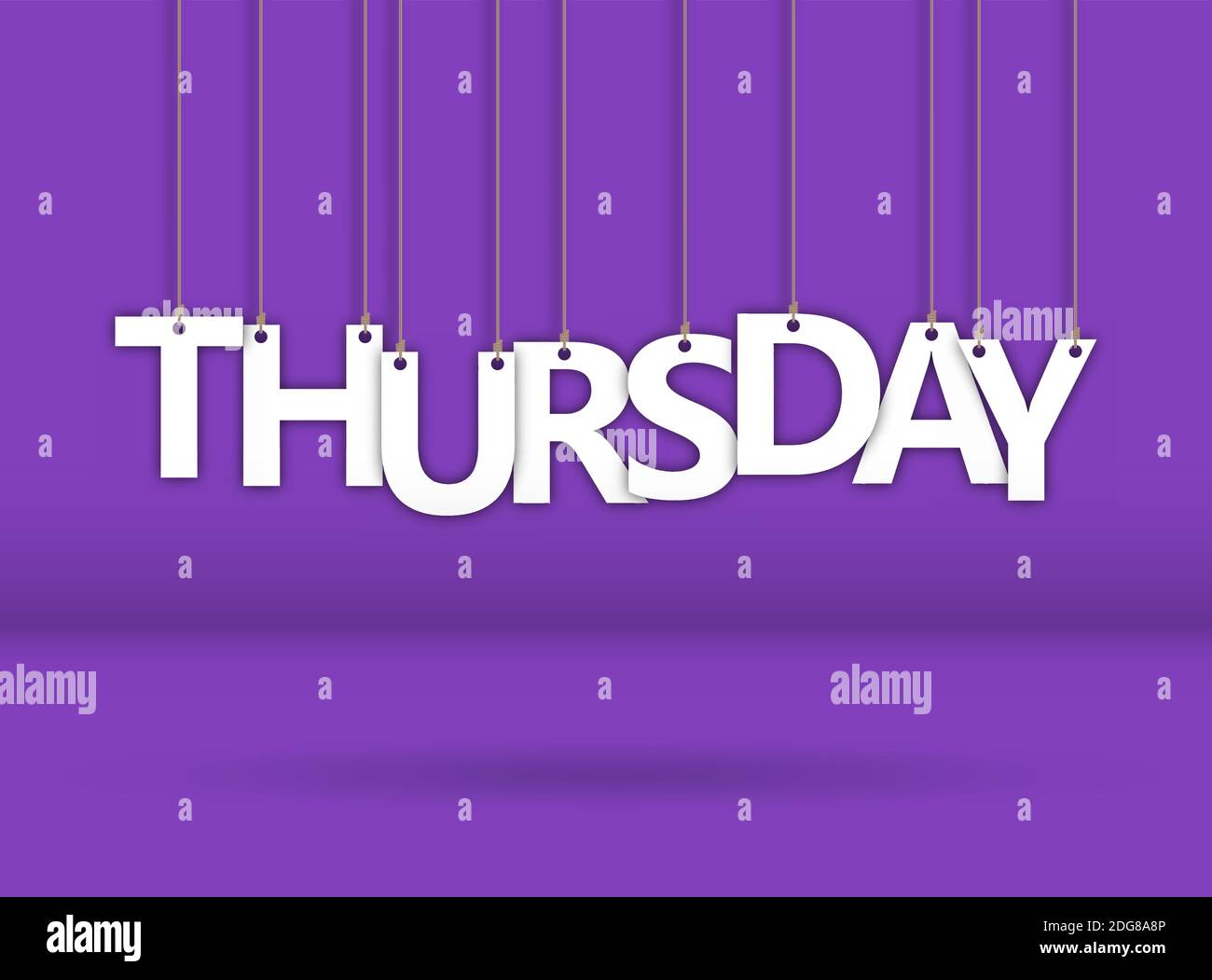 THURSDAY. The word consists of letters hanging on a rope. Stock vector ...