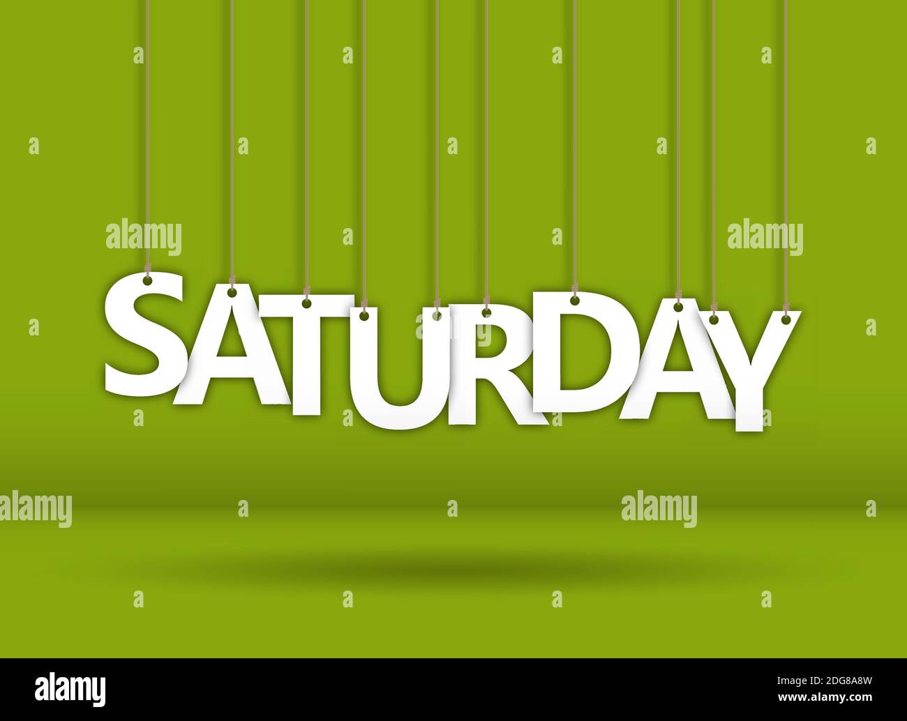 SATURDAY. The word consists of letters hanging on a rope. Stock vector ...