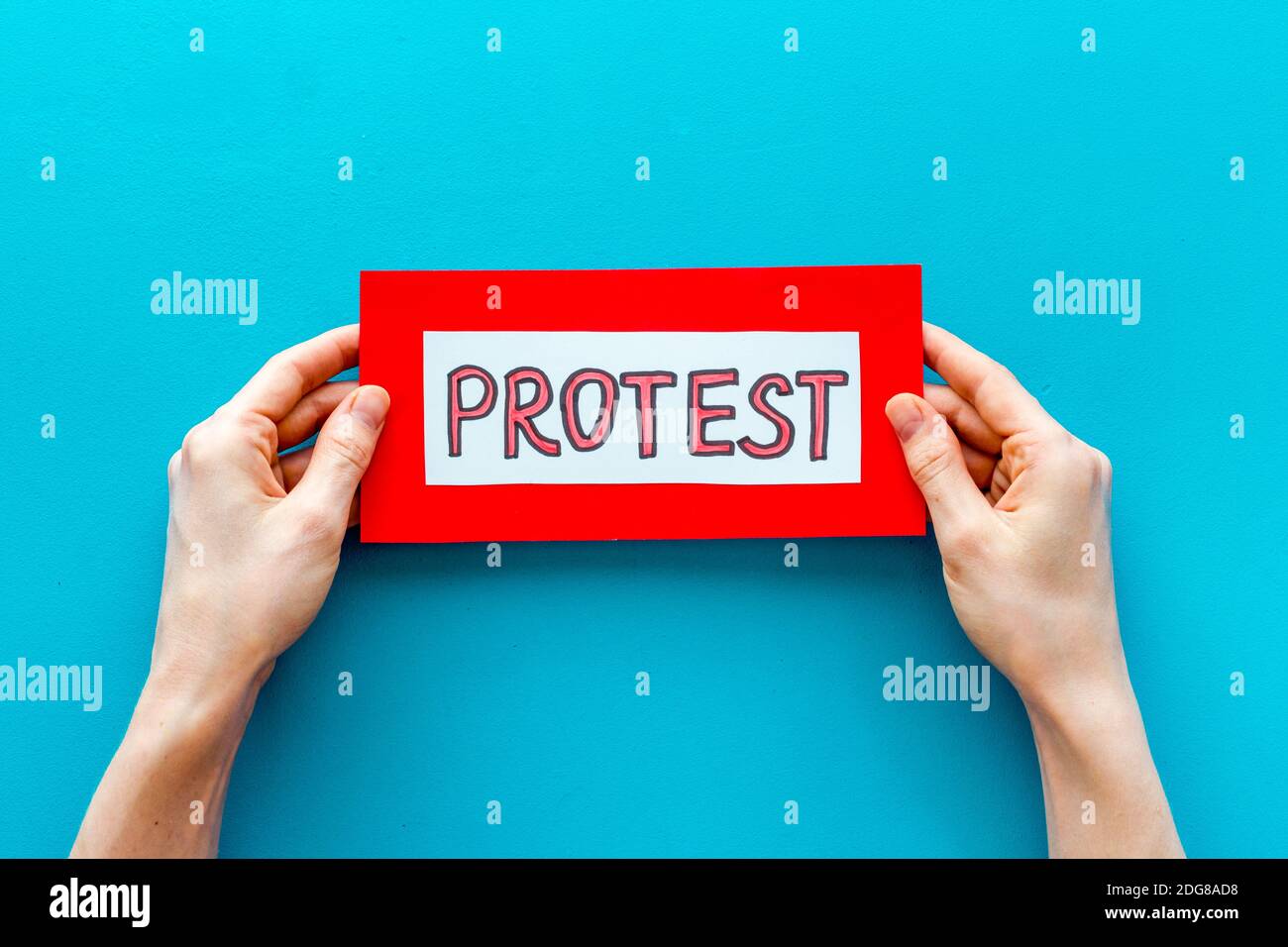 Protest sign concept. Word Protest on paper banner, top view Stock ...