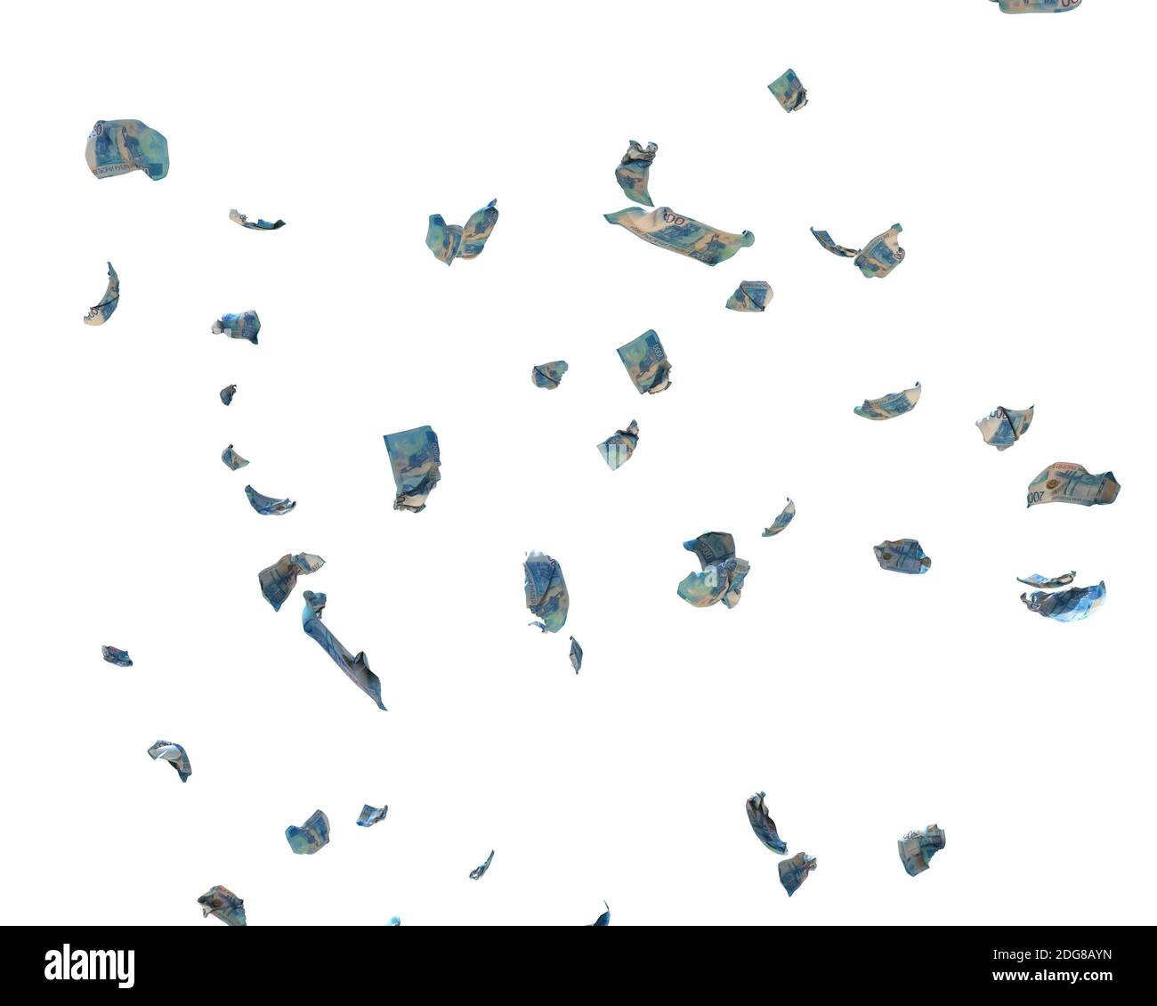 100 Russian Ruble Currency Crumpled Banknotes flying, transparent ...