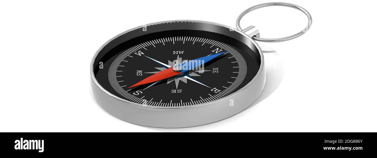 Detail of compass with blue and red needle, 3d rendering Stock Photo ...