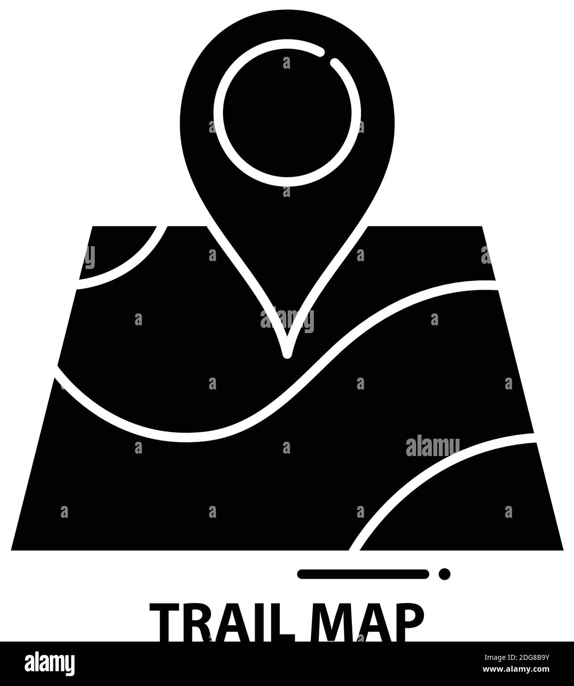 trail map icon, black vector sign with editable strokes, concept ...