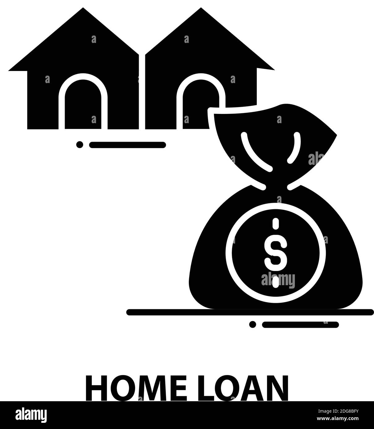 home loan icon, black vector sign with editable strokes, concept ...