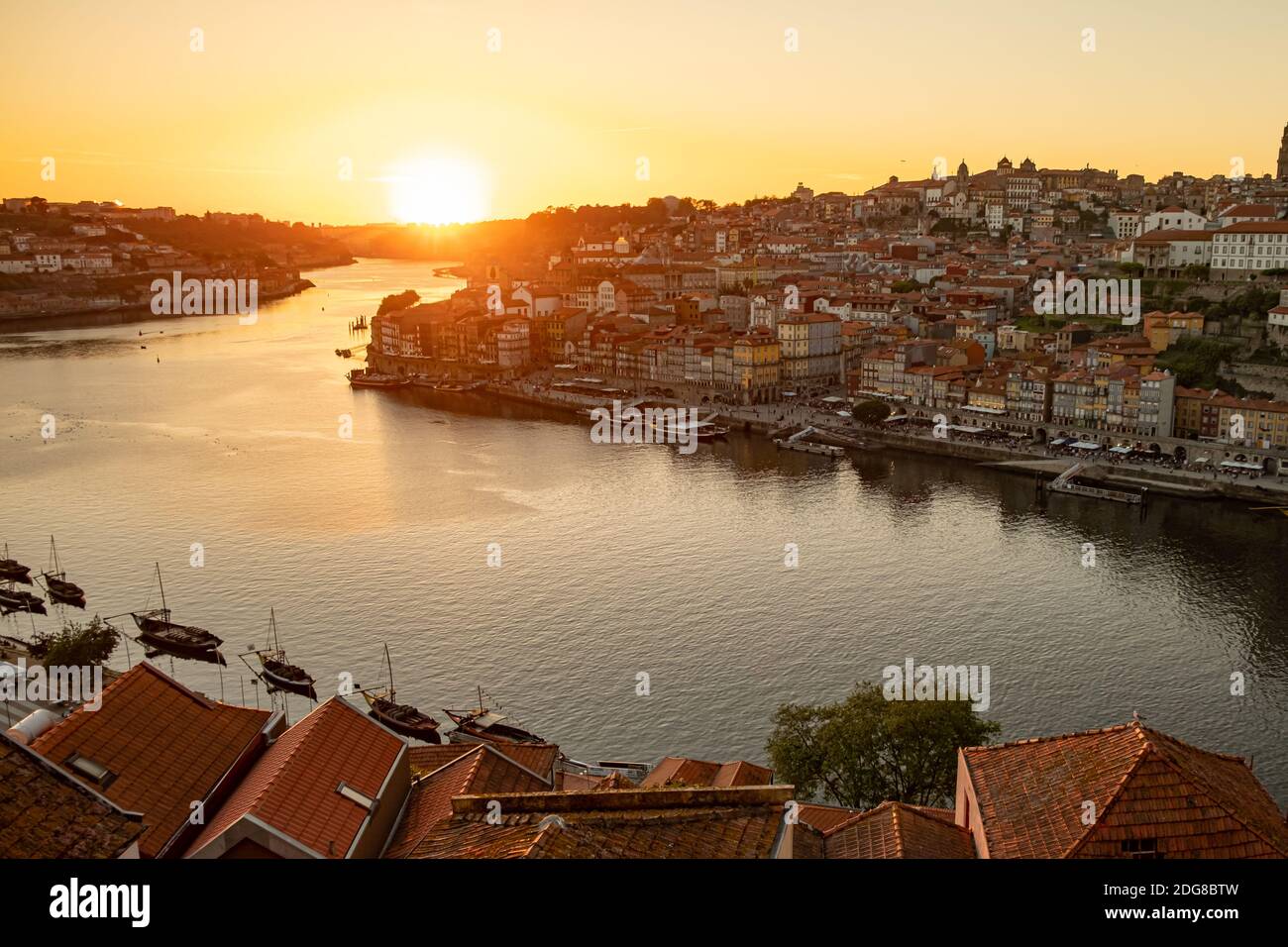 Elevated Sunset over Porto. Taken from the south side of Ponte Luis ...