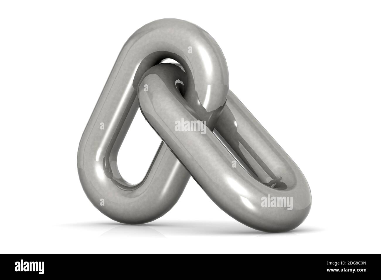 Metal chain tight together isolated on white background, 3d rendering ...