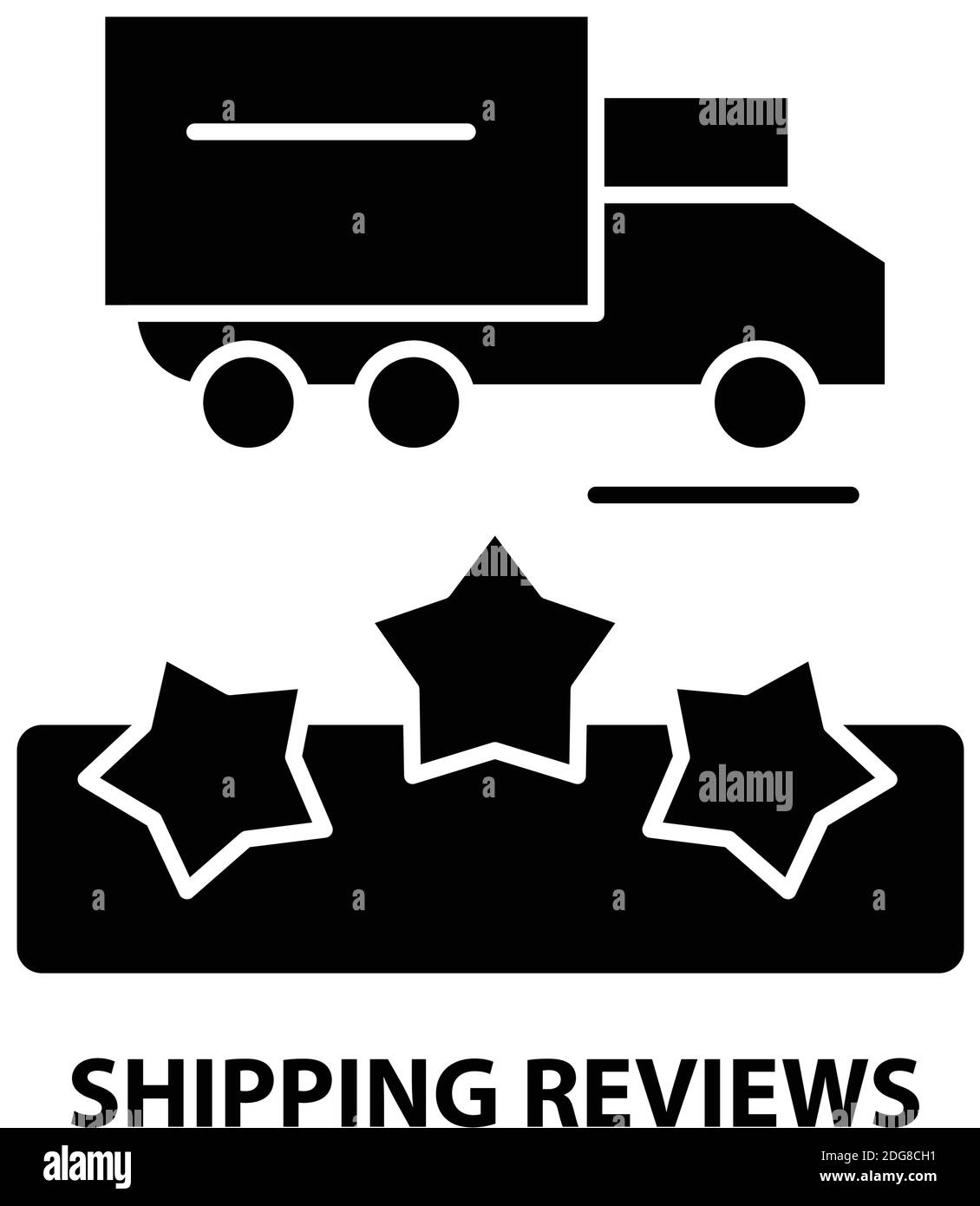 shipping reviews icon, black vector sign with editable strokes, concept illustration Stock ...